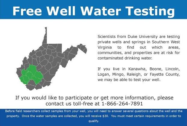 Duke Offering Free Well Water Testing in So. WV